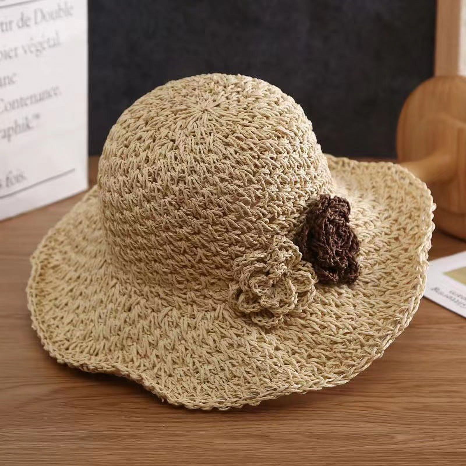 LinYooLi Women's Version Can Be Folded Sunscreen Straw Hat Sun Hat ...