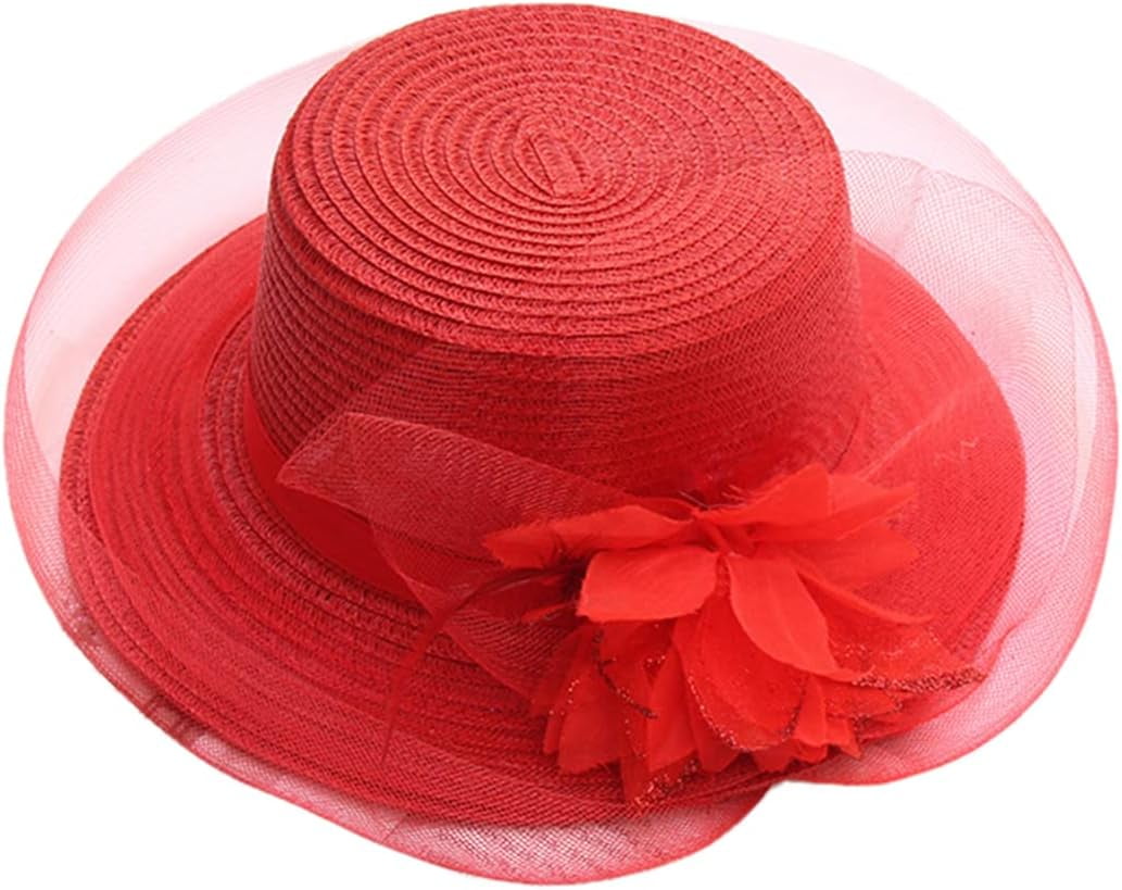 LinYooLi Womens Beach Sun Straw Hat Travel Foldable Brim Summer Party ...