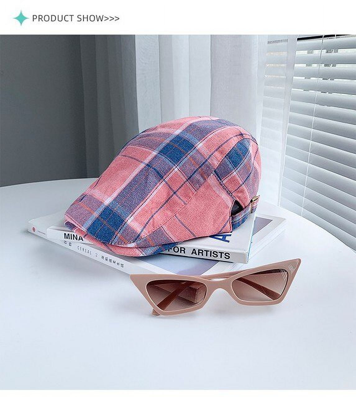 LinYooLi Womens Beret Hat Autumn Unisex Plaid Berets Newsboy Hat Spring ...