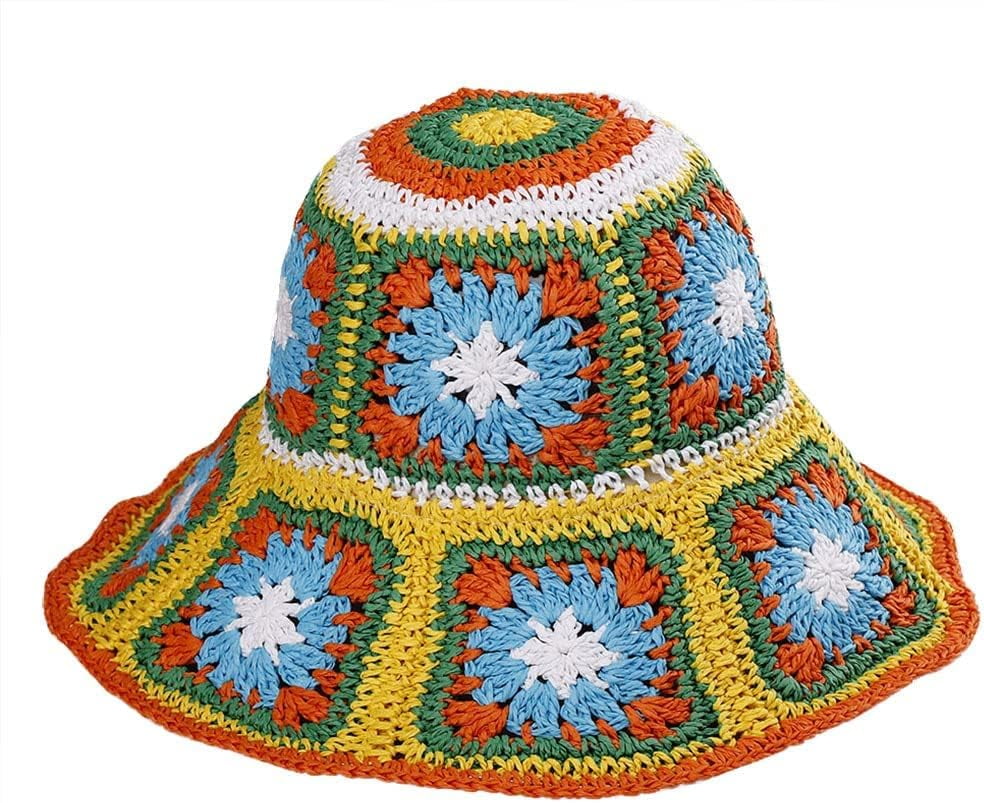 LinYooLi Womens Straw Sun Hat Floral Woven Bucket Hat Y2k Aesthetic ...