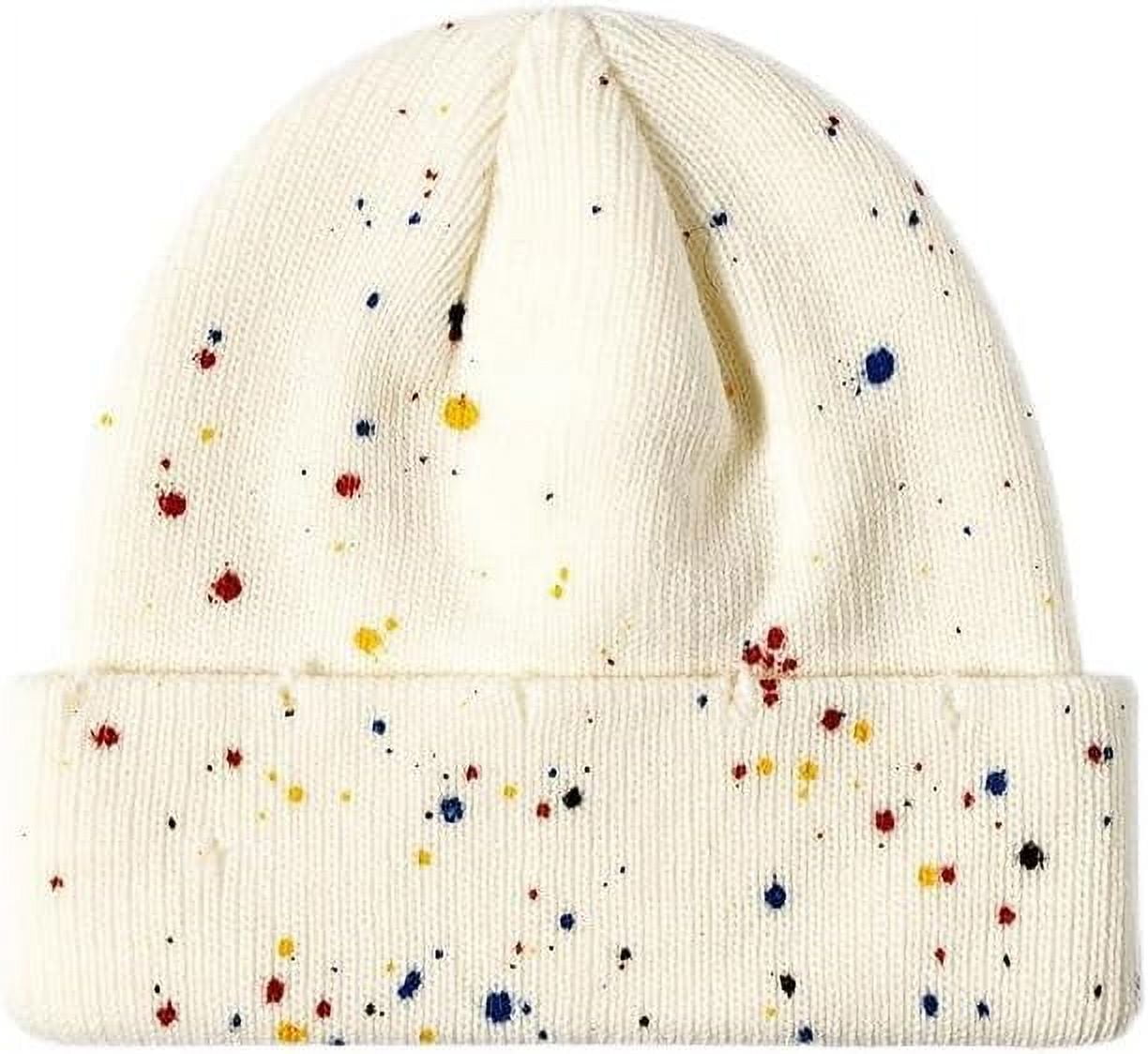 LinYooLi Y2k Beanie for Women Crochet Hats Demon Beanies Color Block ...