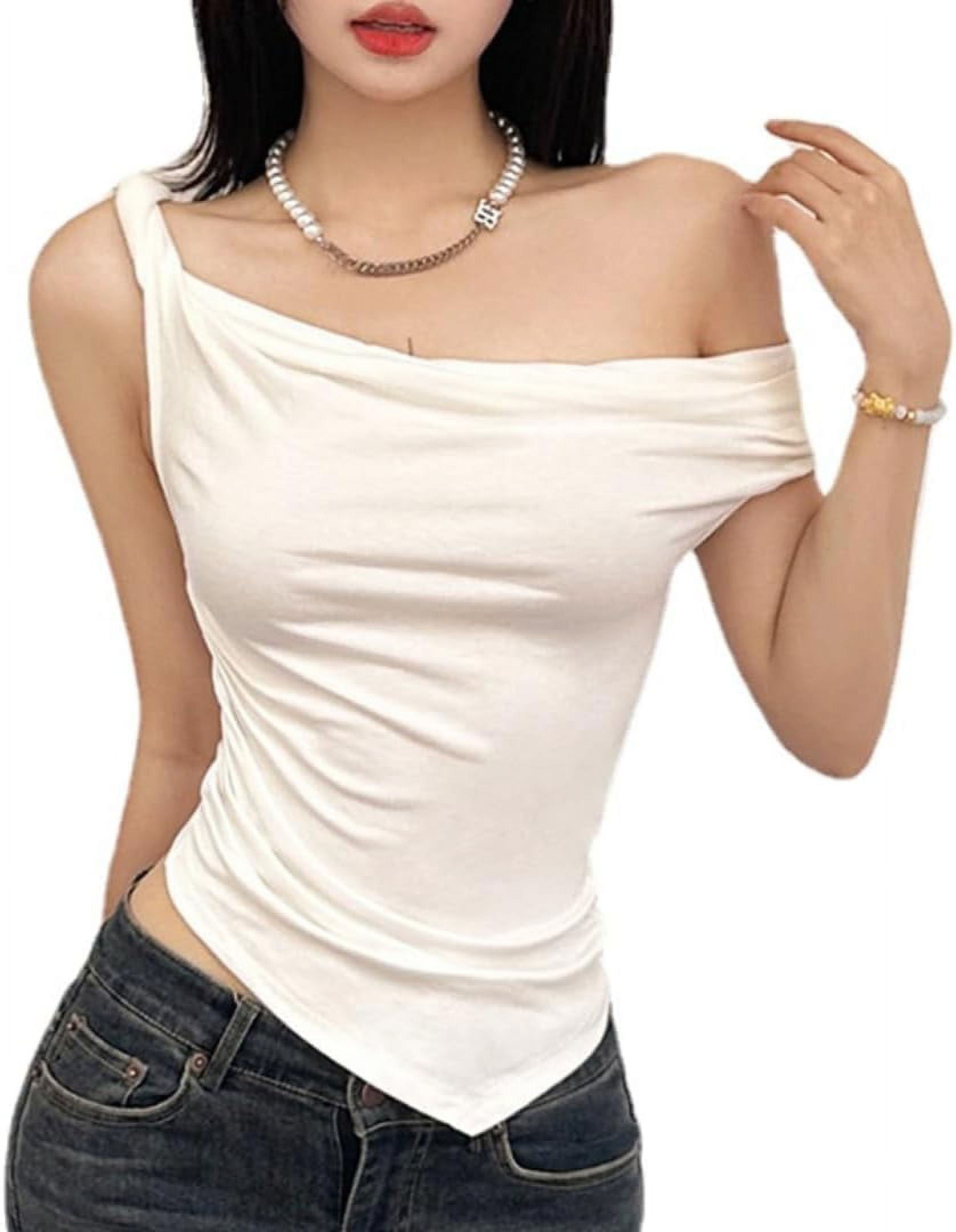 Linyooli Y2k Tops Asymmetrical Tops For Women Going Out Top Cute Tops