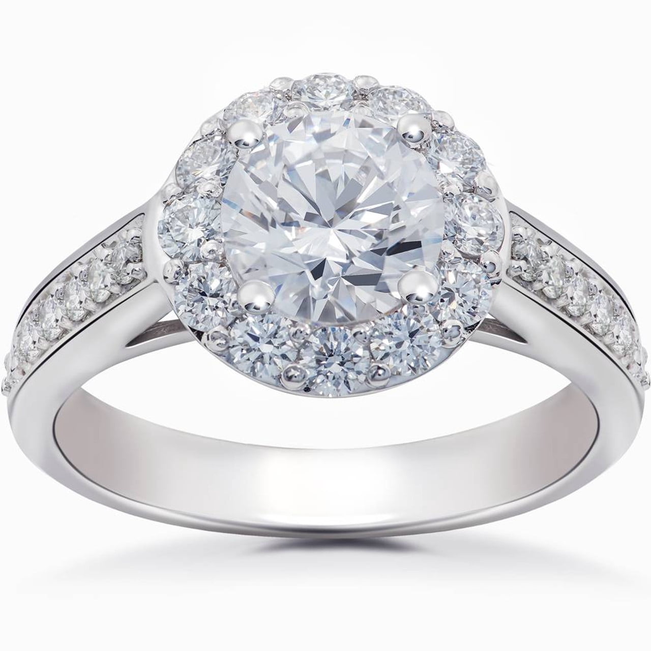 Lina Jewel 1.7 Ct Round Cut Lab Diamond Ring - 14K White Gold Plated ...