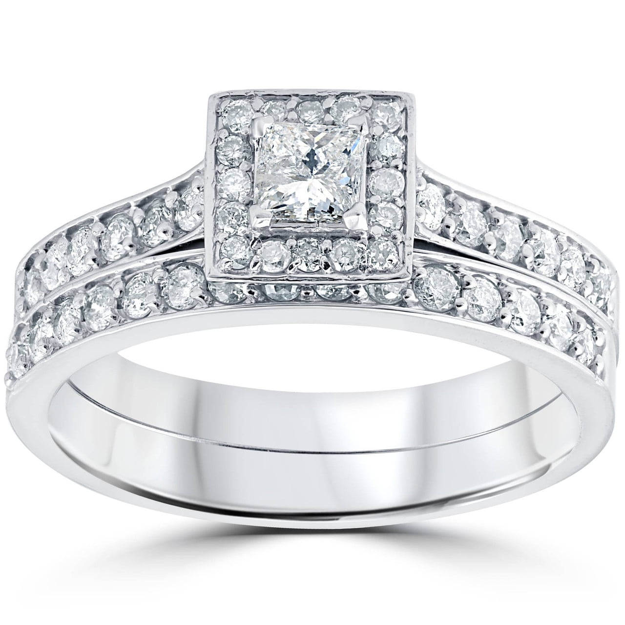 Lina Jewel 1 Ct Princess Cut White Diamond Ring for Her - 14K White ...