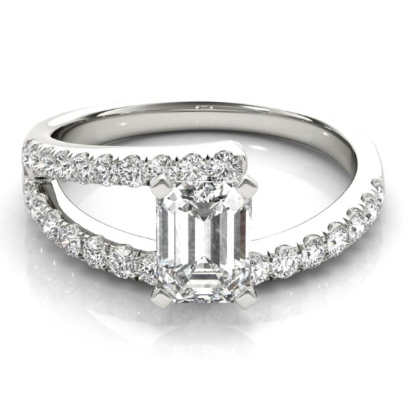 Lina Jewel 14K White Gold Plated - 1.92 Ct Emerald Cut Diamond ...