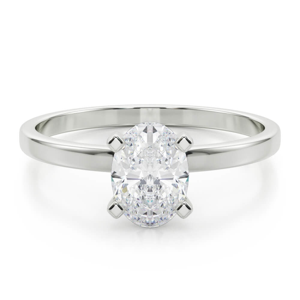 Lina Jewel 2.13 Ct Oval Cut Solo Diamond Engagement Ring - 14K White ...