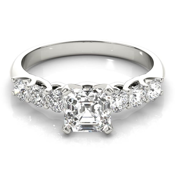 Lina Jewel 2 Ct Asscher Cut Solitaire with Accent Lab-Created Simulated ...