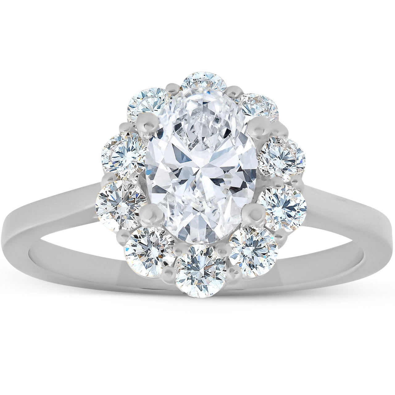 Lina Jewel Oval Cut 1.5 Ct Excellent Diamond Ring - 14K White Gold ...