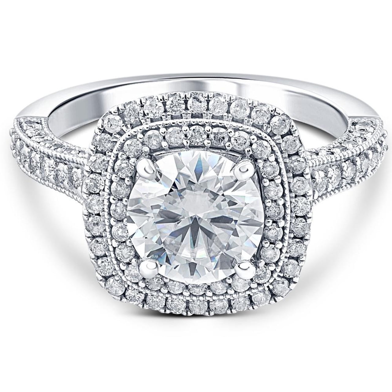 Lina Jewel Round Cut 2 Ct Lab Created Diamond Anniversary Ring - 14K ...