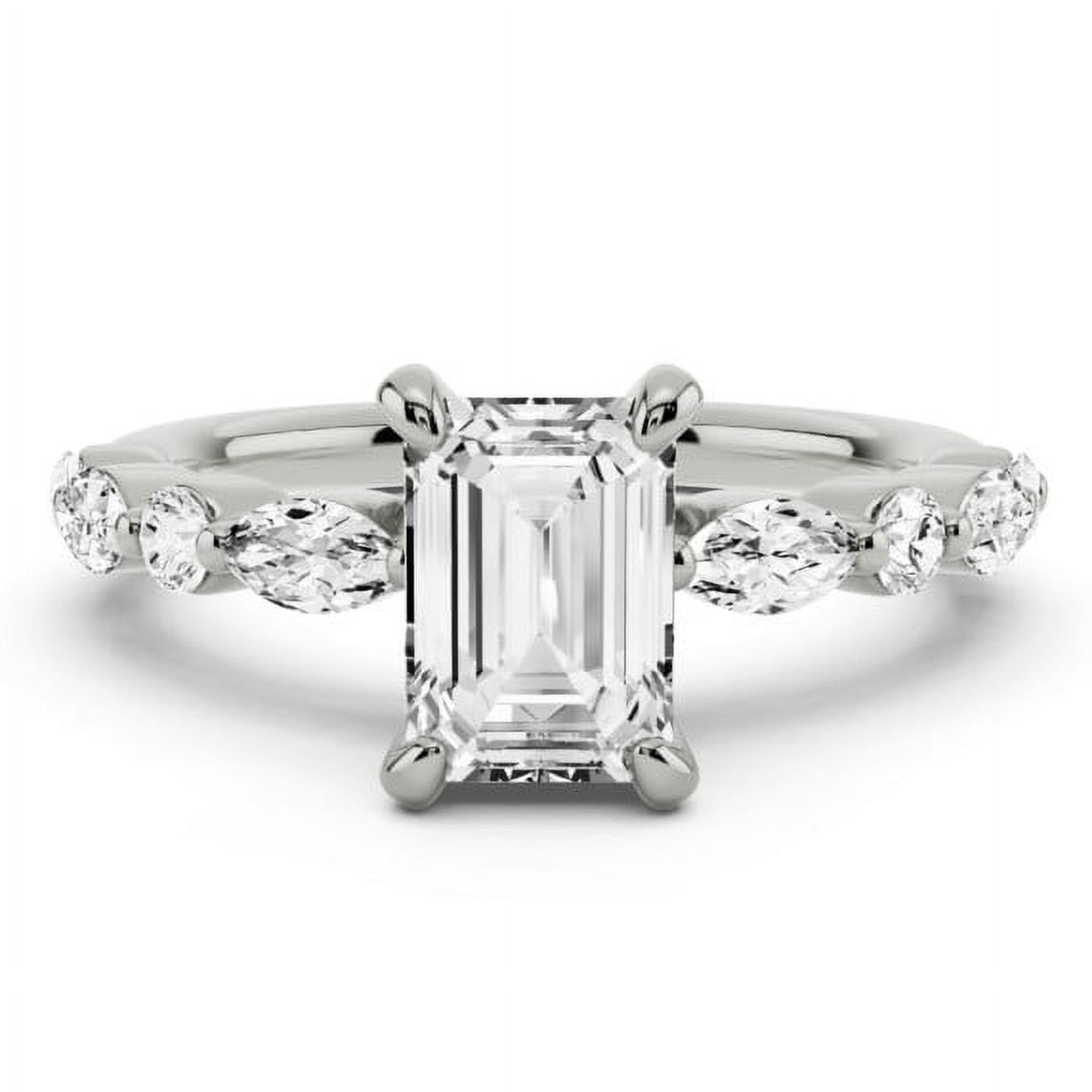 Lina Jewelry 1.92 Ct Emerald Cut Solitaire Engagement Ring - 14K White ...