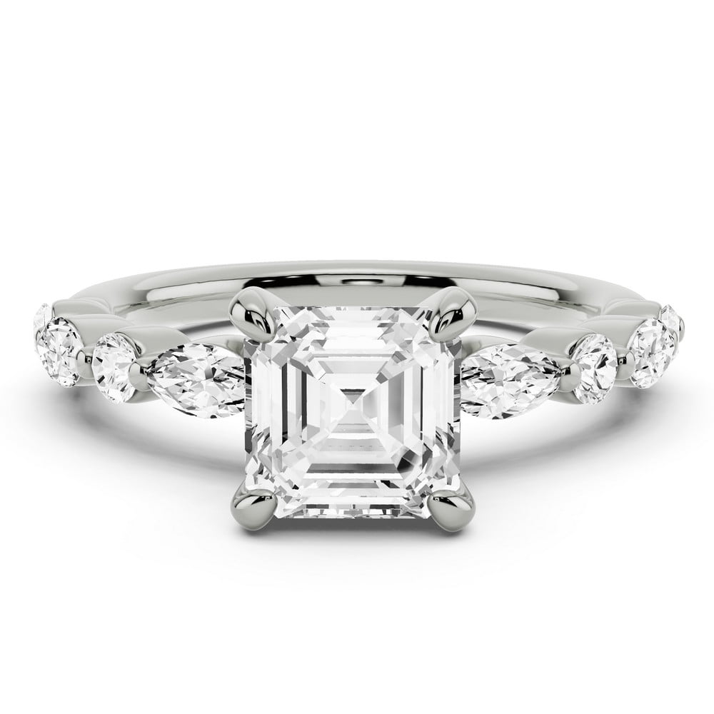 Lina Jewelry 2.02 Ct Asscher Cut Solitaire Engagement Rings - 14K White ...