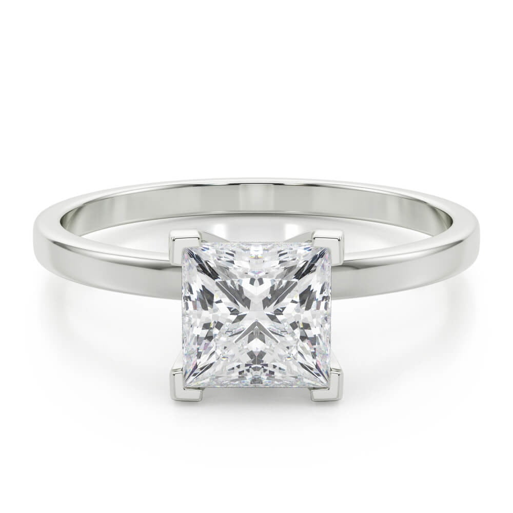 Lina Jewelry 2.13 Ct Asscher Cut Solitaire Moissanite Engagement Ring - 14K White Gold Plated ...