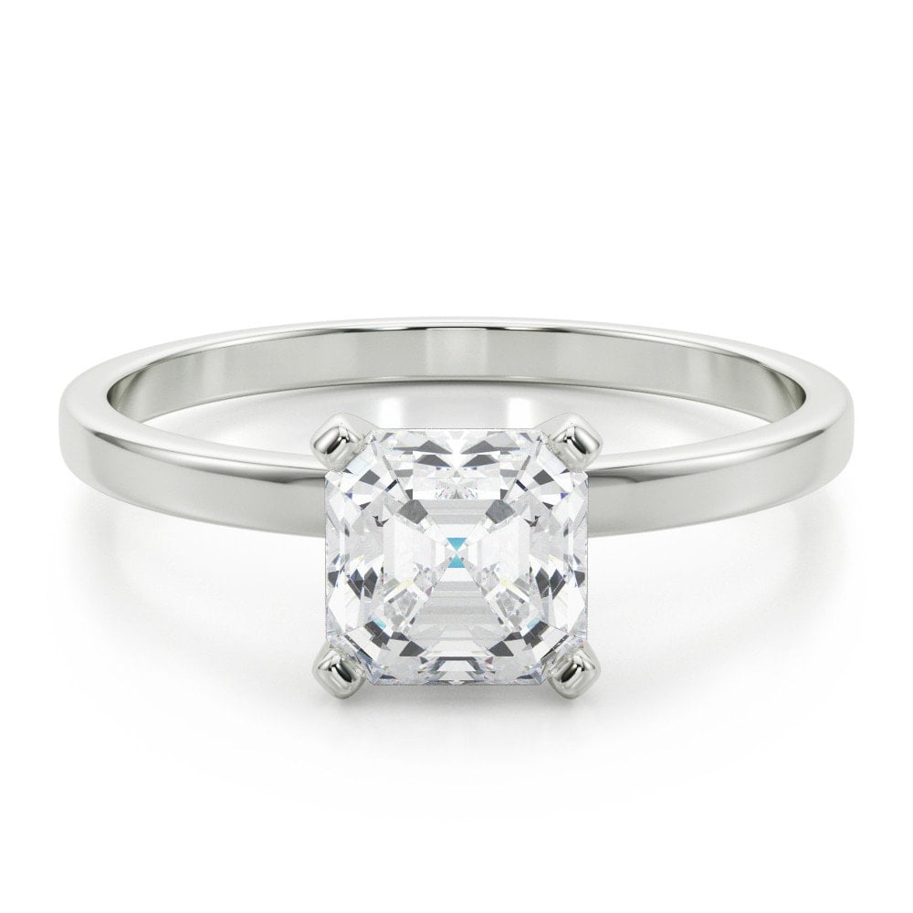Lina Jewelry 2.13 Ct Asscher Cut Solitaire Moissanite Ring for Her - Moissanite in 14K White ...