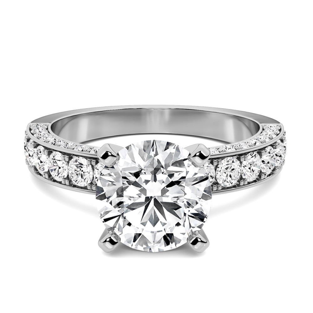 Lina Jewelry 2.13 Ct Round Cut Engagement Ring - 14K White Gold Plated ...