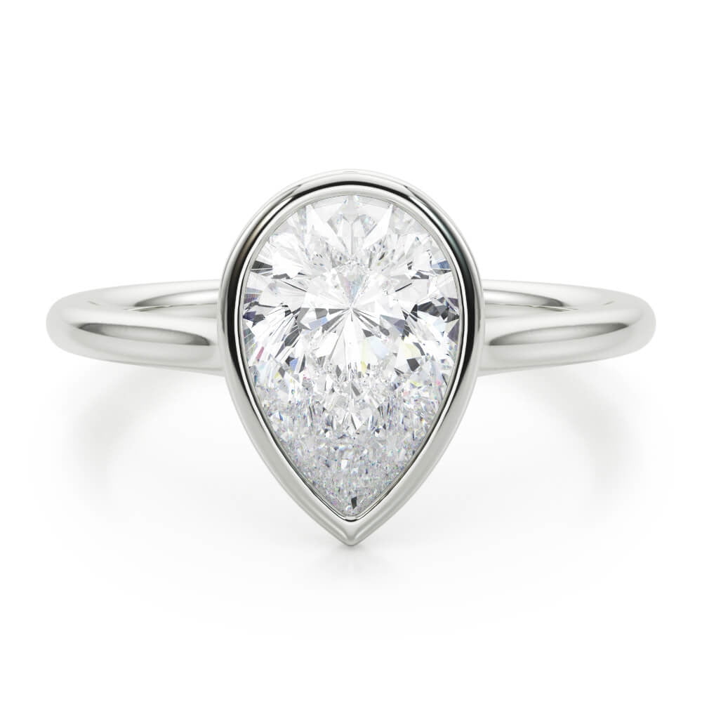 Lina Jewelry 2.24 Ct Pear Cut Bezel Setting Engagement Ring for Her ...