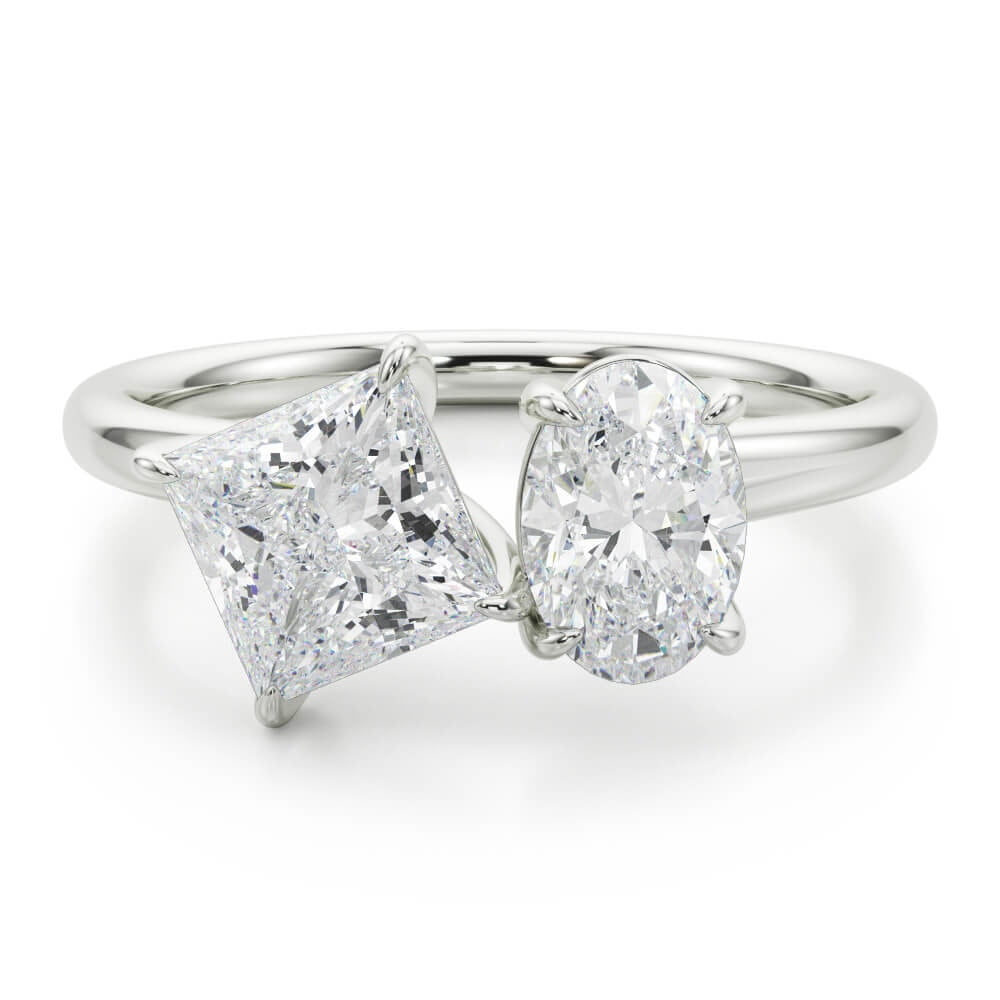 Lina Jewelry 2.24 Ct Princess Cut Two Stone Engagement Ring ...