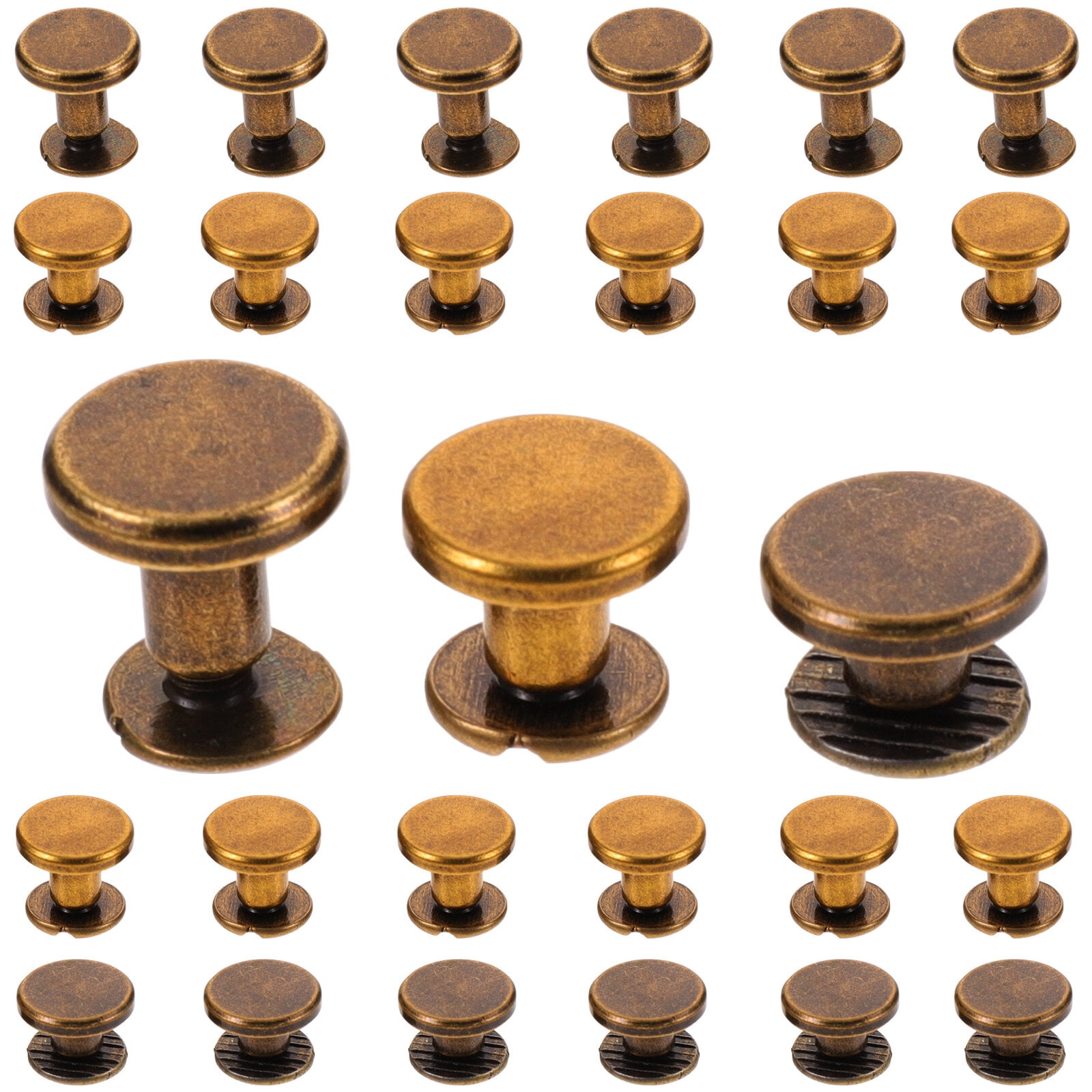 Linaichen 30 Metal Chicago Screws Binding Screw Nail Rivet Button Belt ...