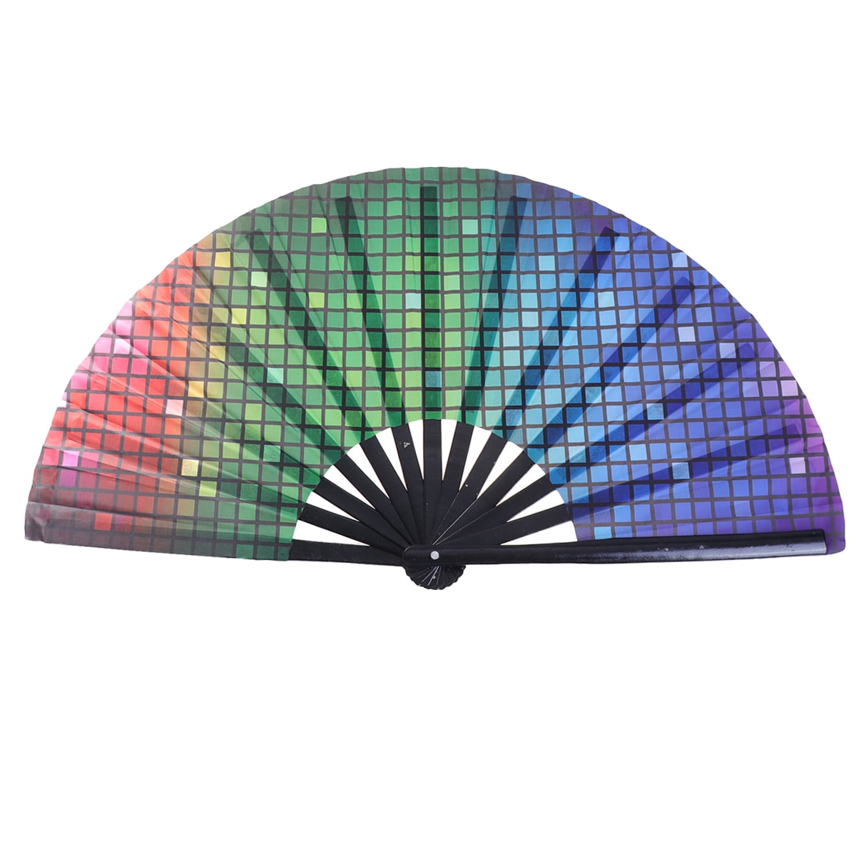WASHWEPE Folding Fan Hand-Crafted Square Pattern Party Fans Stage Show ...