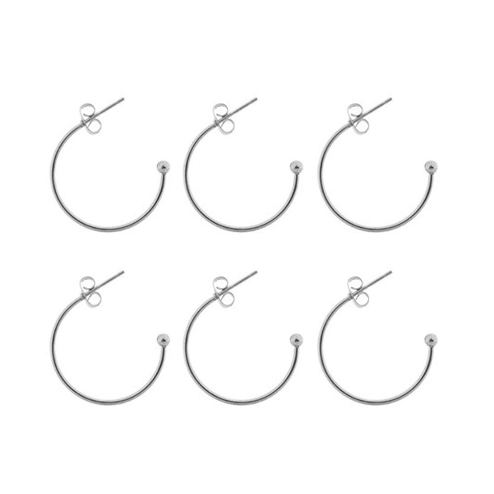 Linaichen DIY ear hook 6Pcs Silver Stainless Steel Ear Wires 15MM ... Linaichen DIY ear hook 6Pcs Silver Stainless Steel Ear Wires 15MM ...
