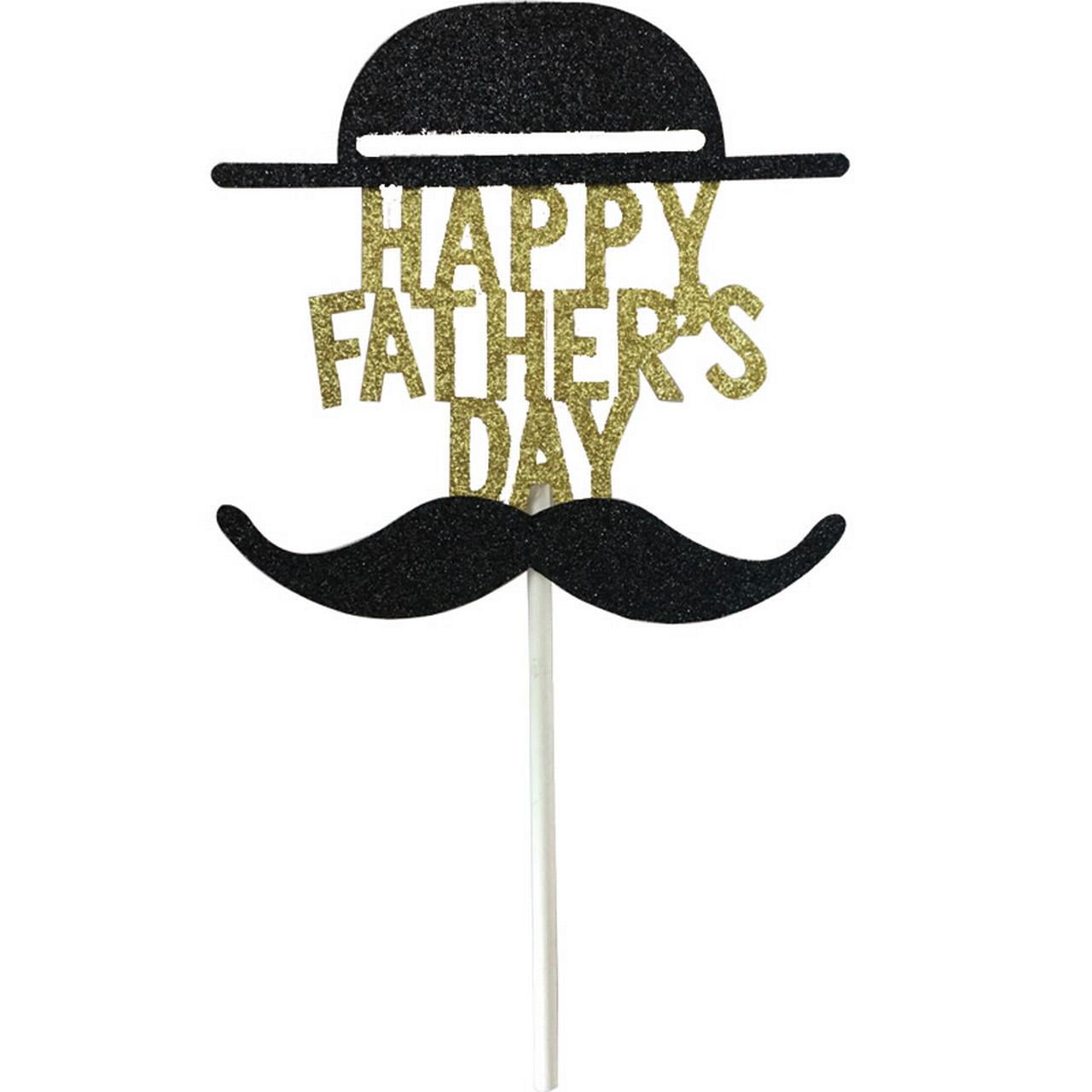 Linaichen party cake topper Happy Father's Day Hat Beard Cake Topper ...