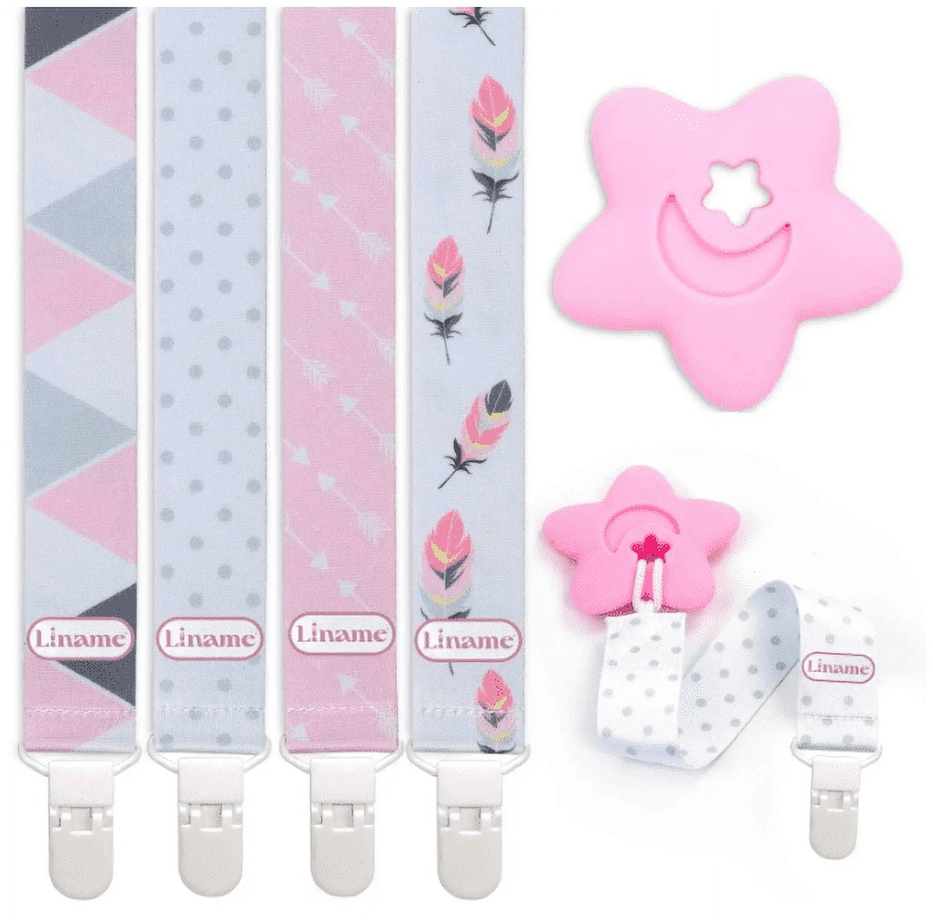 Liname Baby Girls Pacifier Clip with Teething Toy, 4 Pack (Pink ...
