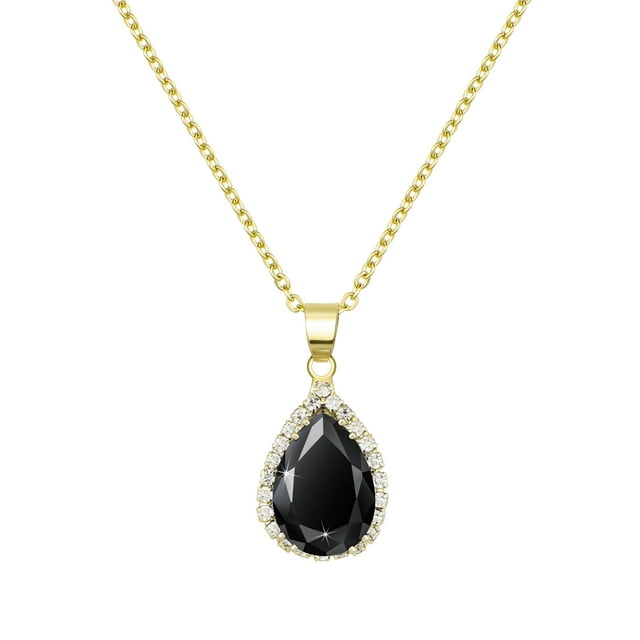 Linawe Black Crystal Gold Chain Necklace for Women Trendy, Diamond ...