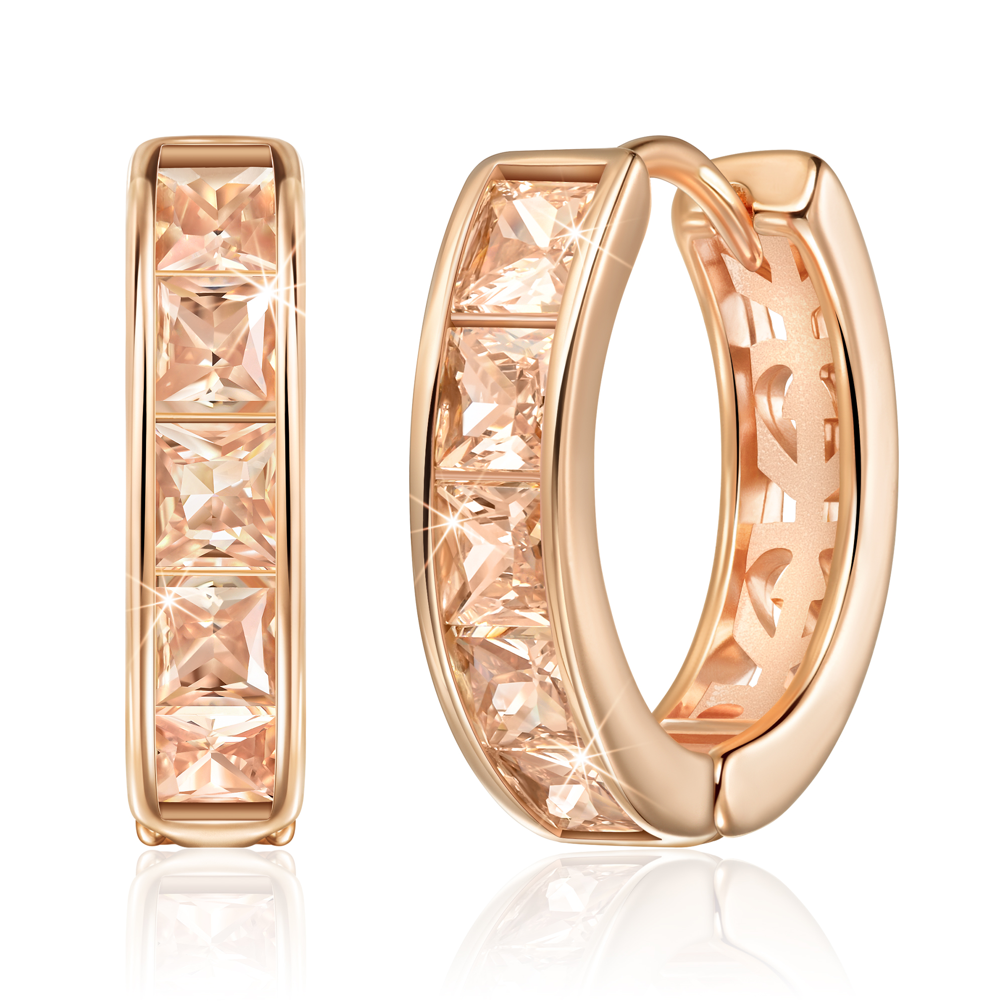 Linawe Gold Hoop Earrings for Women Trendy, Blue Cubic Zirconia ...