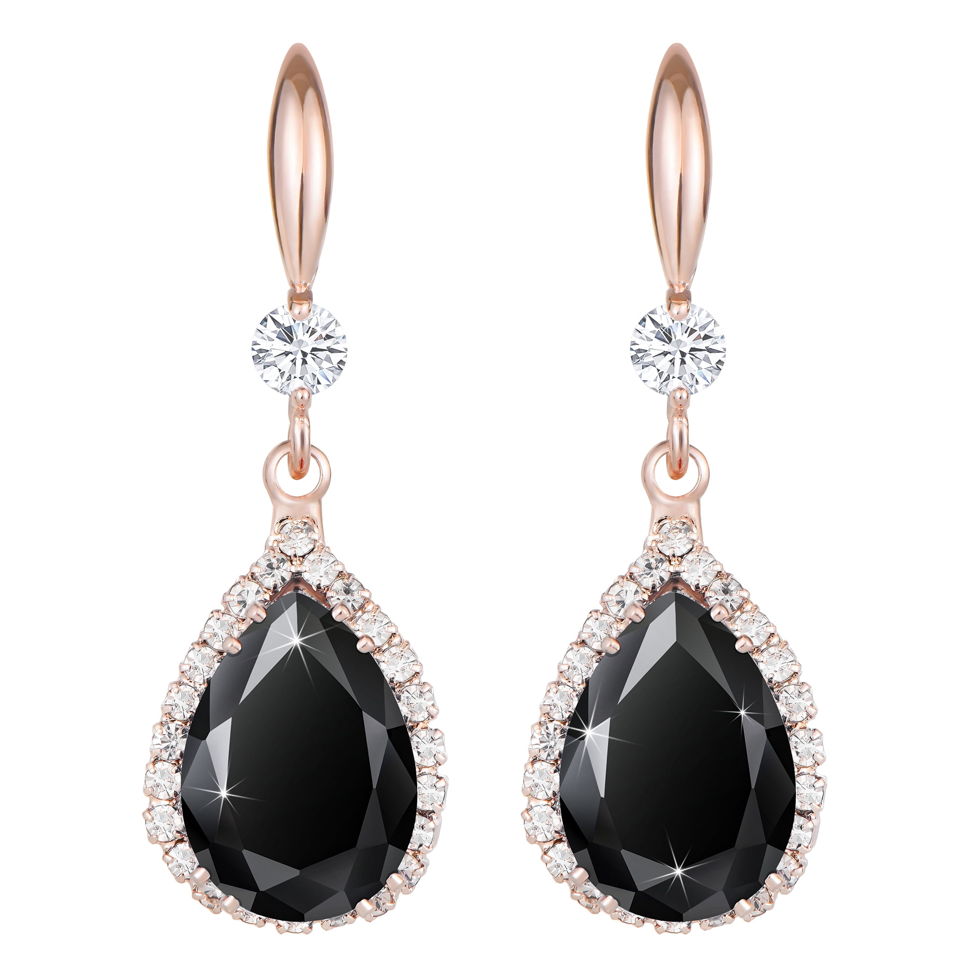 Linawe Rose Gold Black Chandelier Earrings for Women Trendy, Diamond ...