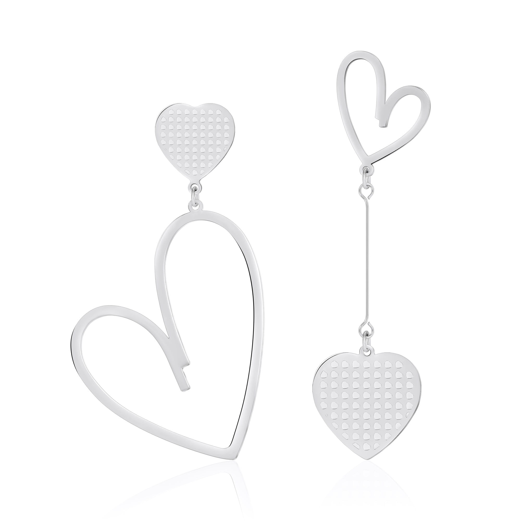 Linawe Silver Heart Earrings for Women Trendy, Hypoallergenic Stainless ...