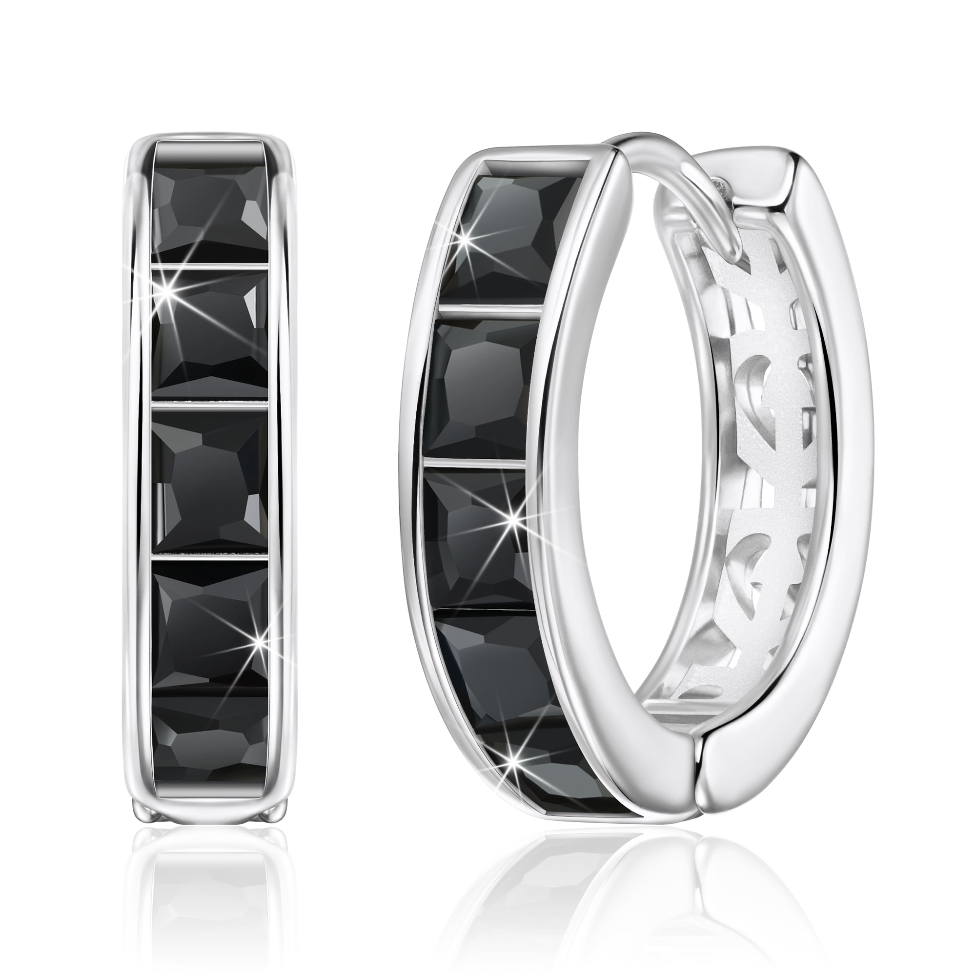 Linawe Silver Hoop, Black Hoop Earrings for Women Trendy, Huggie ...