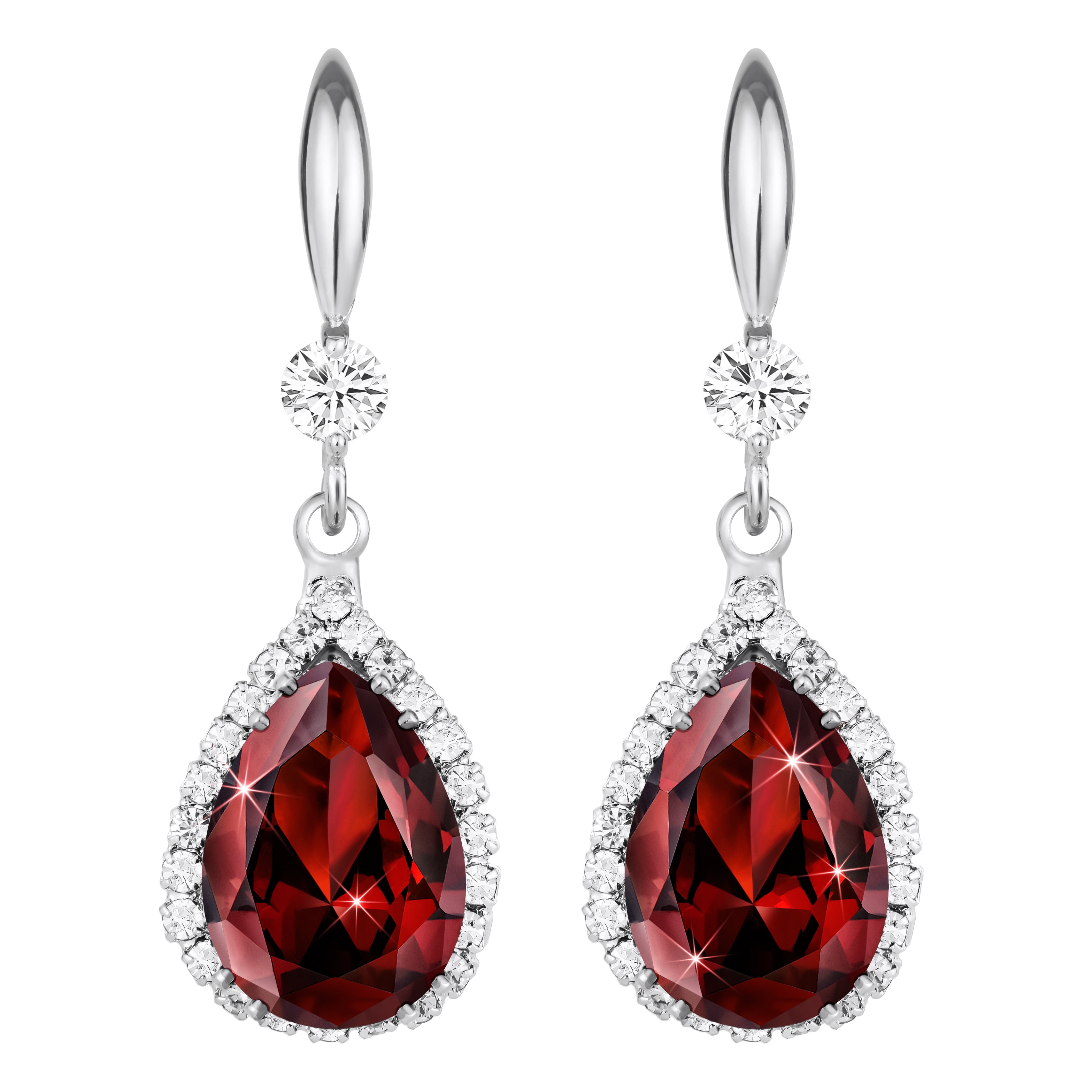 Linawe Silver Red Diamond Dangle Earrings for Women Trendy, Ruby ...