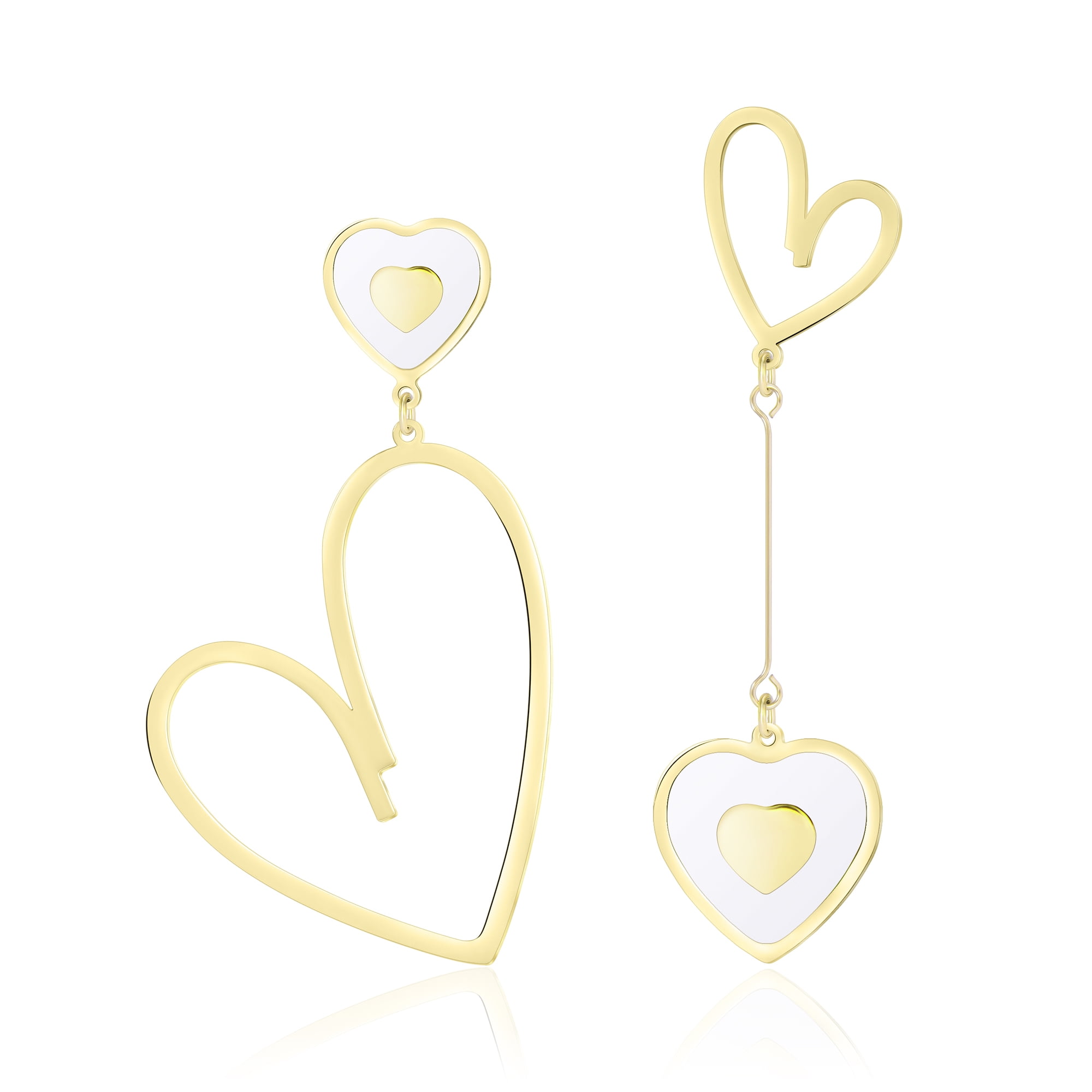 Linawe White Heart Gold Dangle Earrings for Women Trendy ...