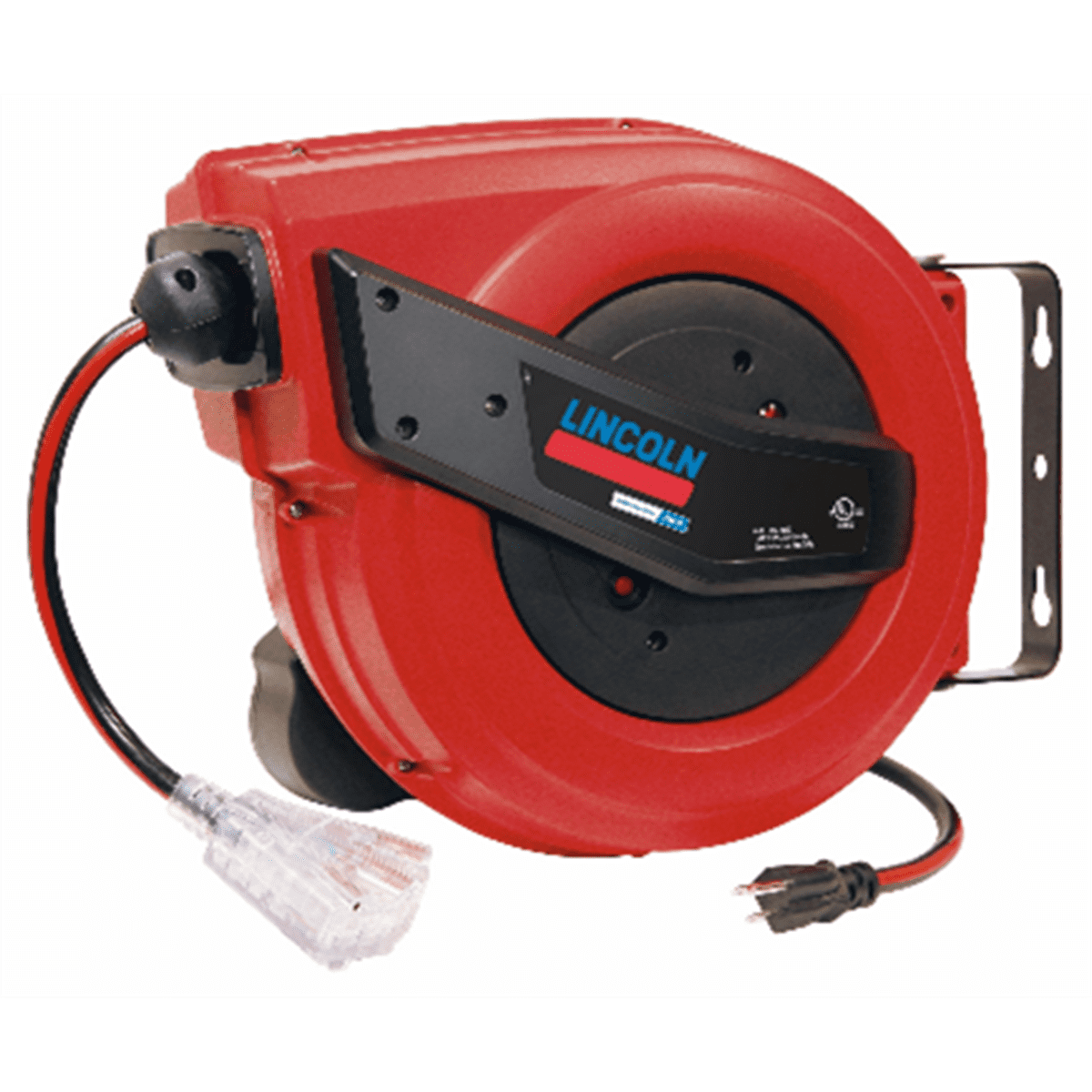 Lincoln 91039 60' Tri-tap Electric 12/3 Power Cord Reel with Magnetic ...