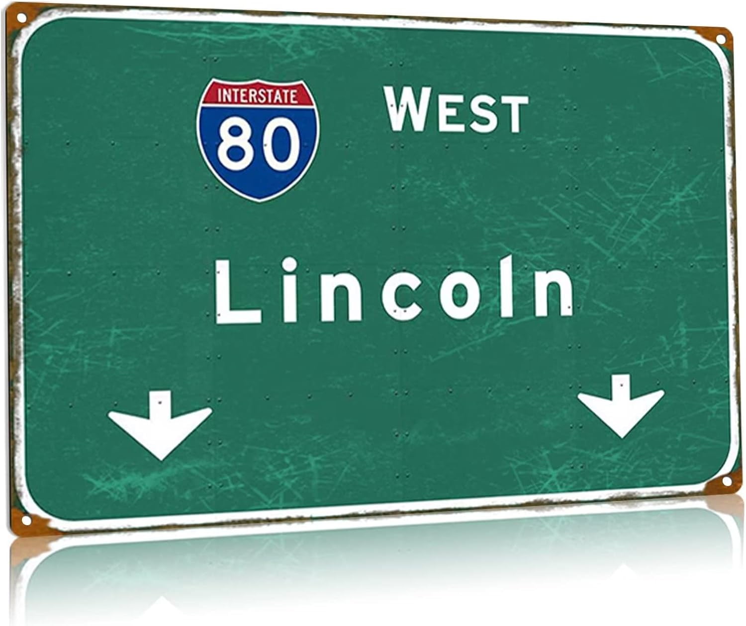 Lincoln City Street Sign West Interstate 80 Metal Tin Signs Highway ...