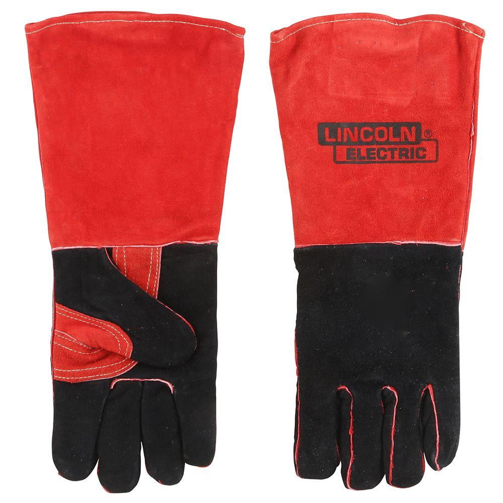 Lincoln Electric Industrial Leather Red and Black Welding Gloves ...