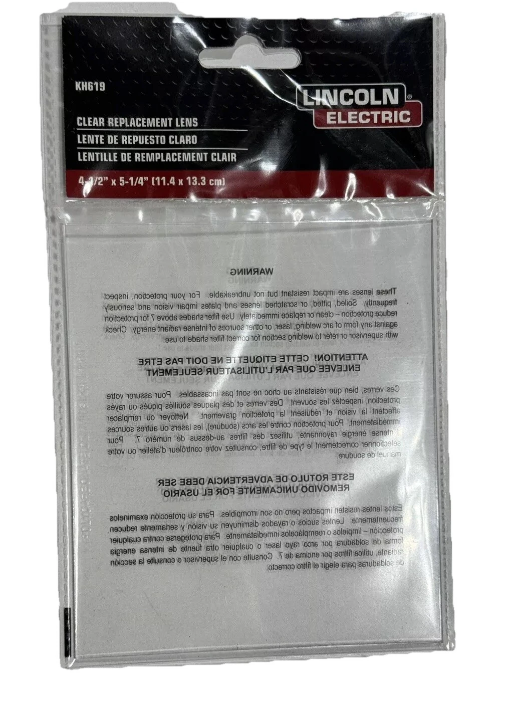 Lincoln Electric Kh619 4.5" X 5.25" Cover Safety Plate Clear Welding ...