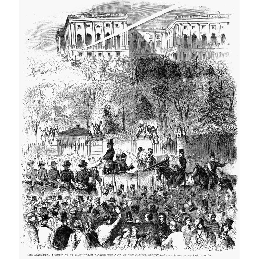 Lincoln Inauguration 1861. Abraham Lincoln Arriving At The Capitol In ...