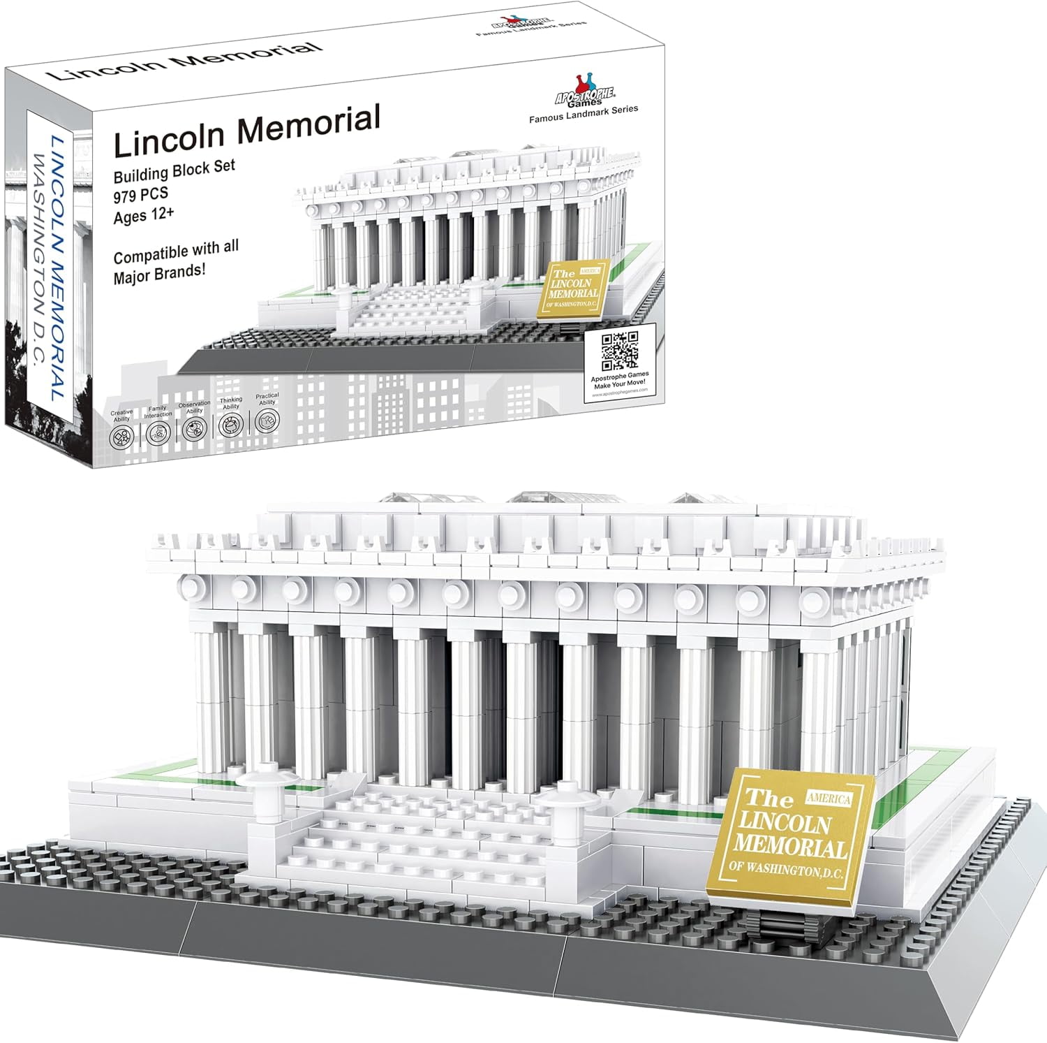 Lincoln Memorial Building Block Set - 979 Pieces - Walmart.com