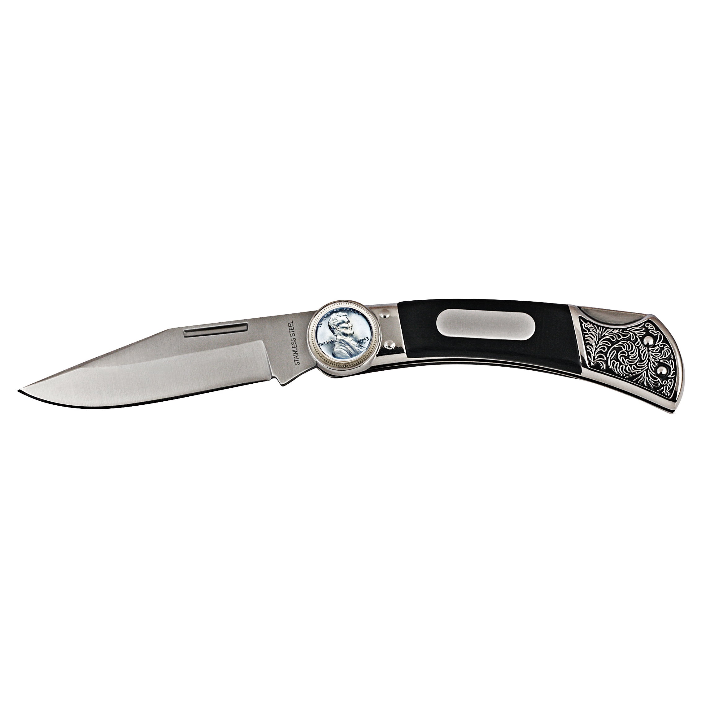 Lincoln Steel Penny Wood Pocket Knife With Engravable Plate - Walmart.com
