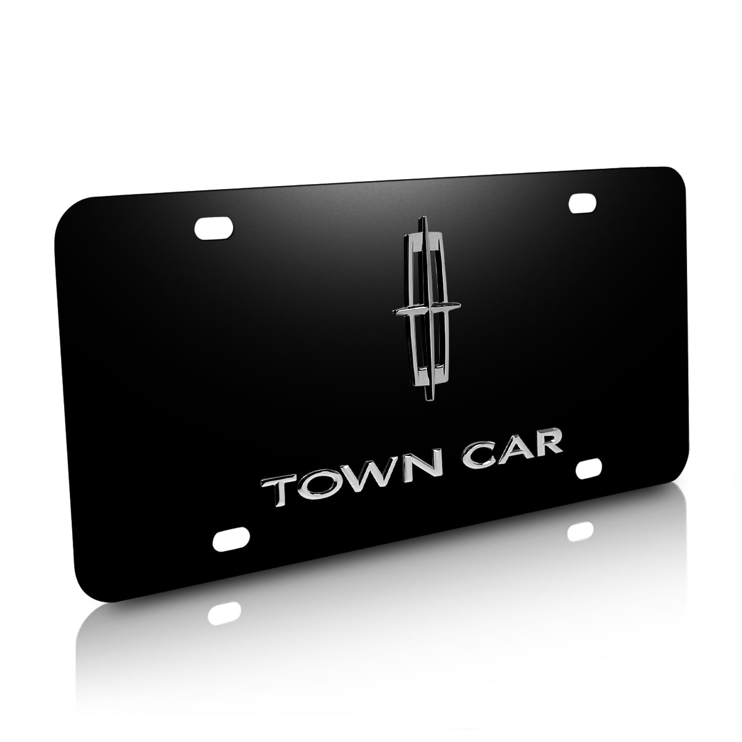 Lincoln TownCar 3D Dual Logo Black Stainless Steel License Plate ...