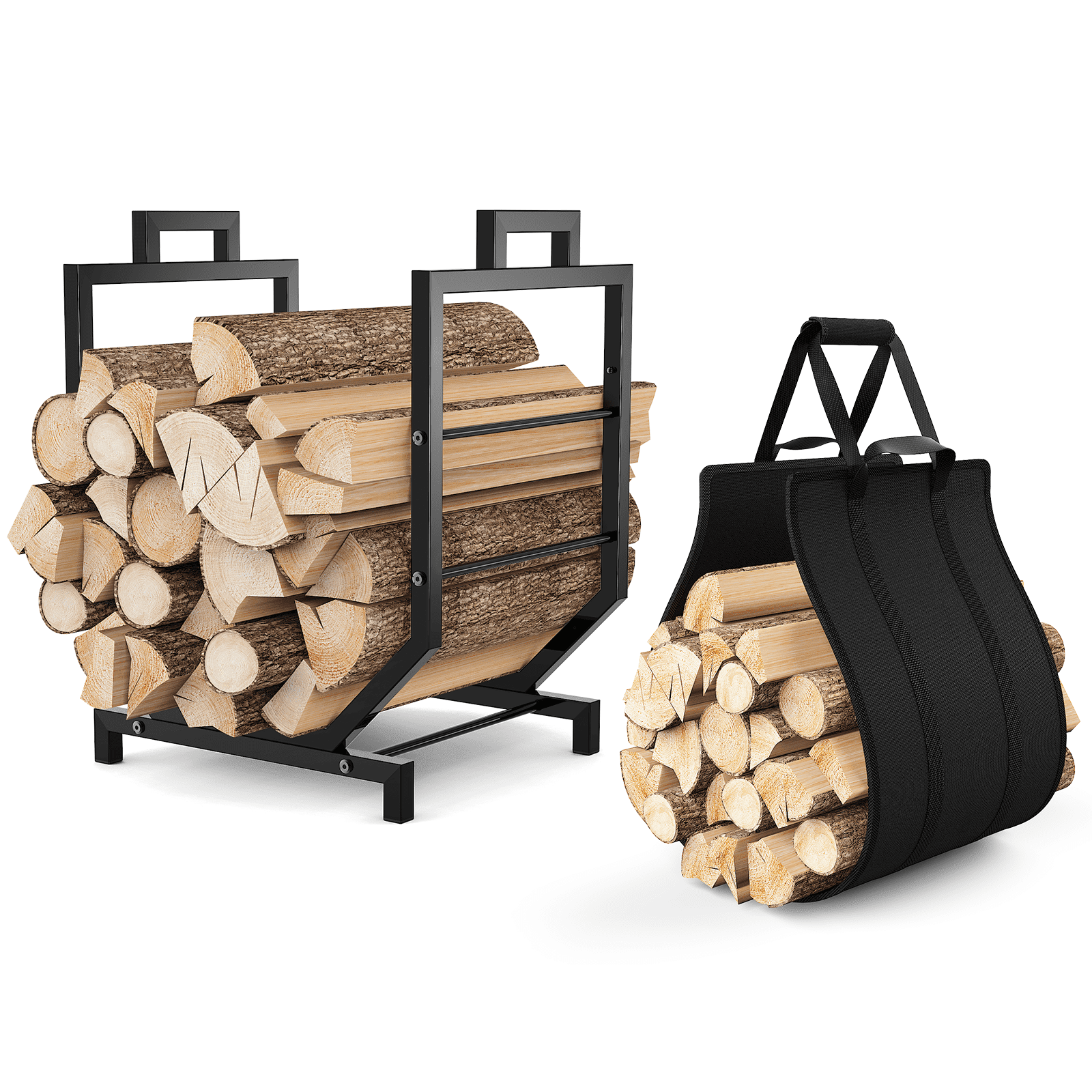 Lincordor Firewood Rack with Removable Carry Bag, Indoor/Outdoor Log ...