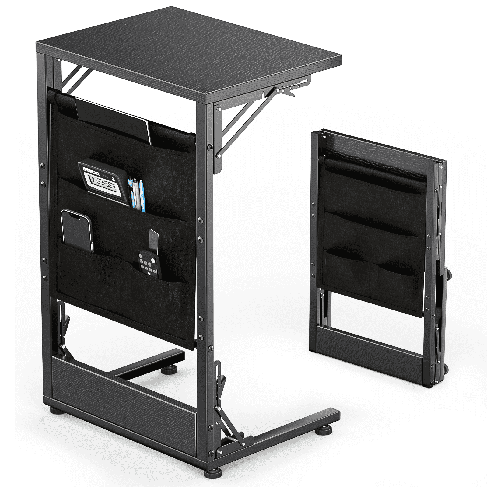 Lincordor Folding C-Shape End Table, Multi-Functional Sofa/Bedside ...