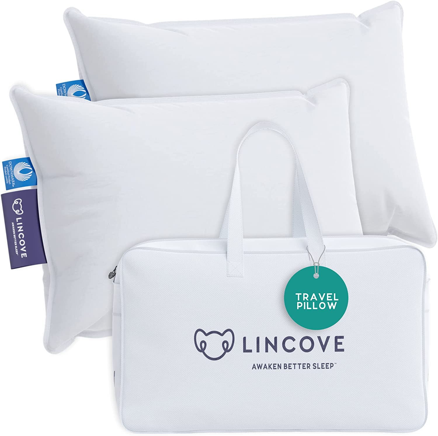 Lincove Canadian Down Feather Travel Pillow Soft Luxury Traveling ...