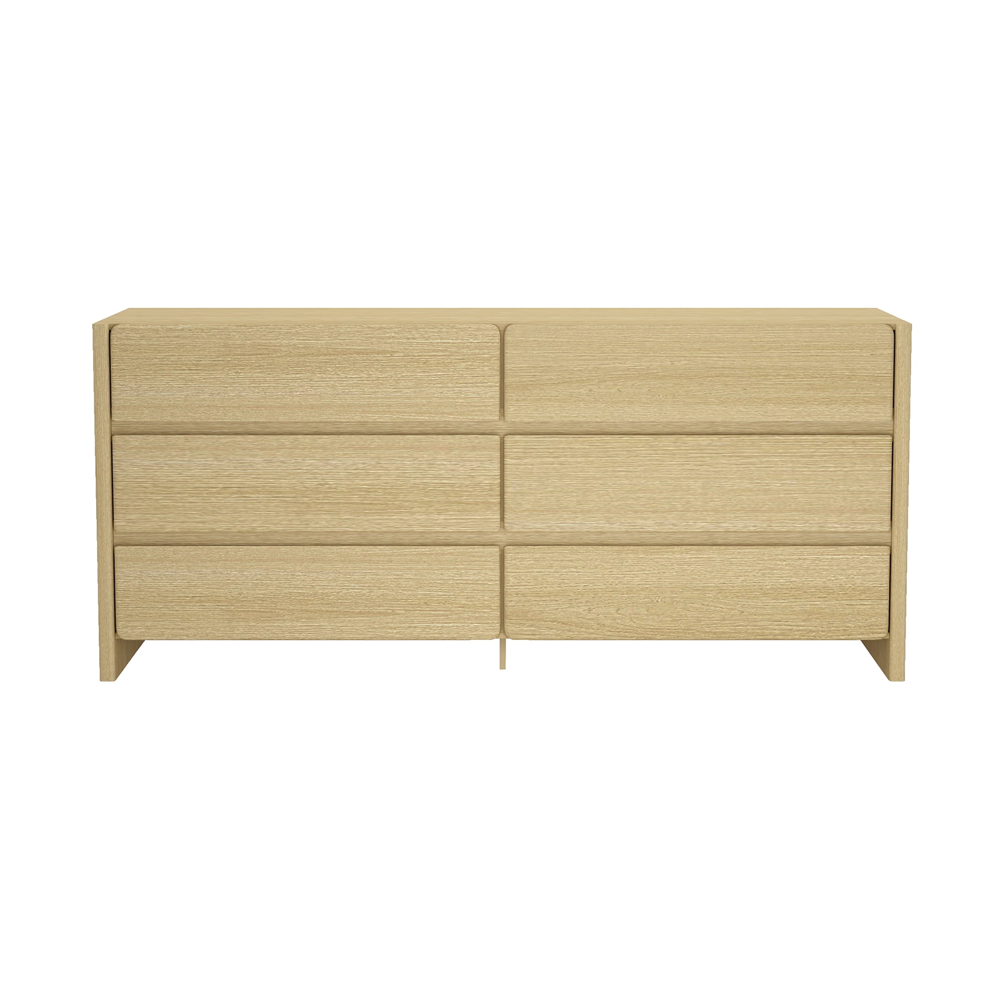 Linda Modern 72" Double Wide Dresser in Natural Oak (6-Drawer ...
