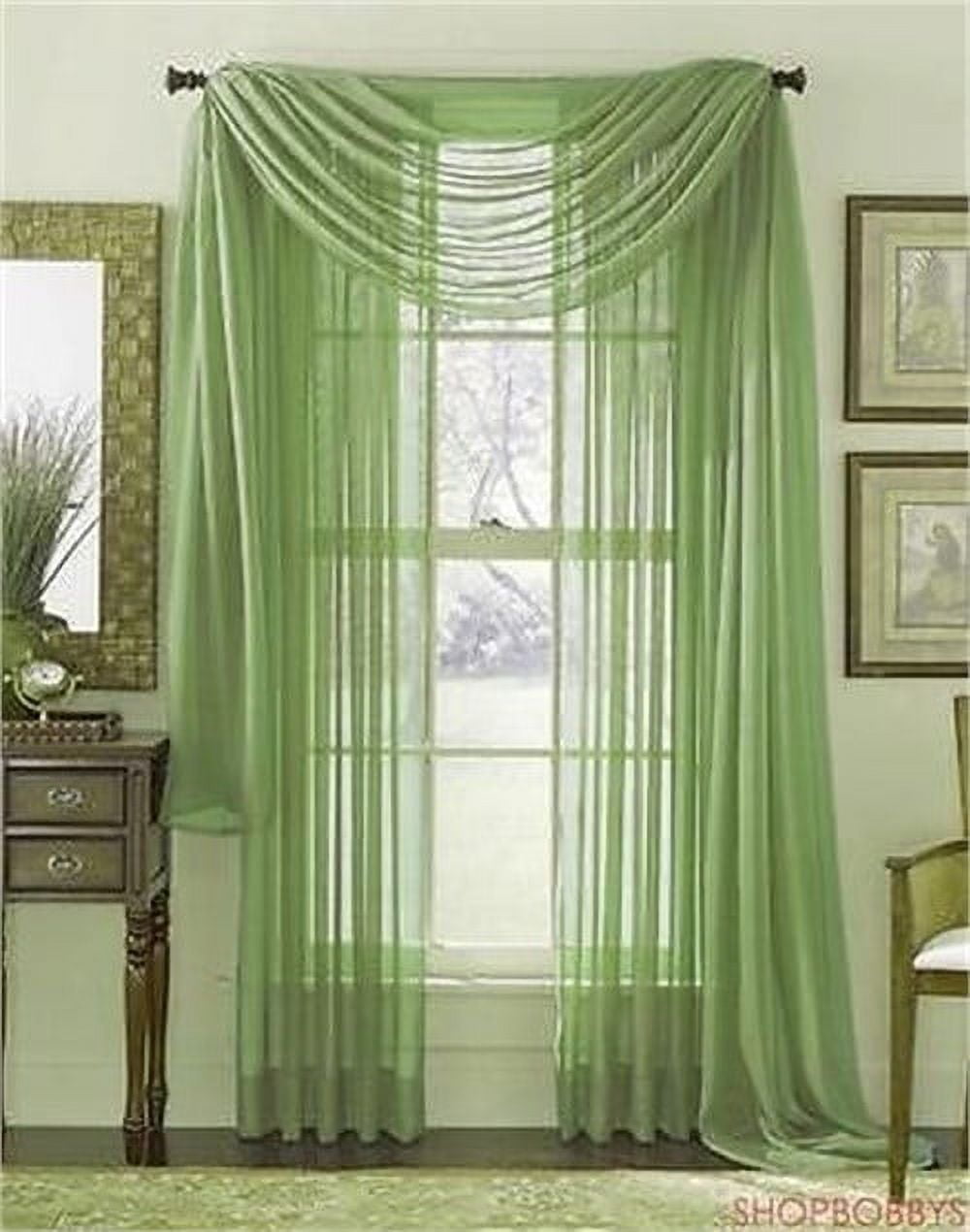 Linda Voile Sheer Solid Window Scarf, Light Sage, 55x216 - Walmart.com