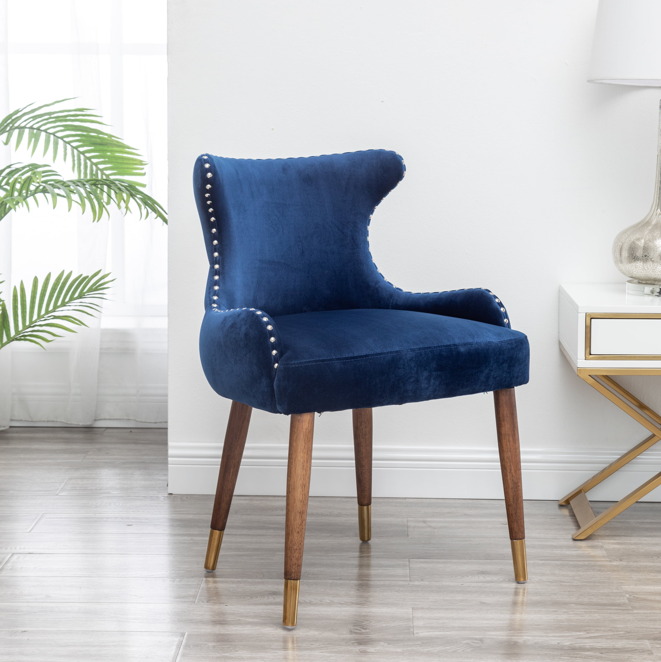 Lindale Contemporary Velvet Upholstered Nailhead Trim Accent Chair