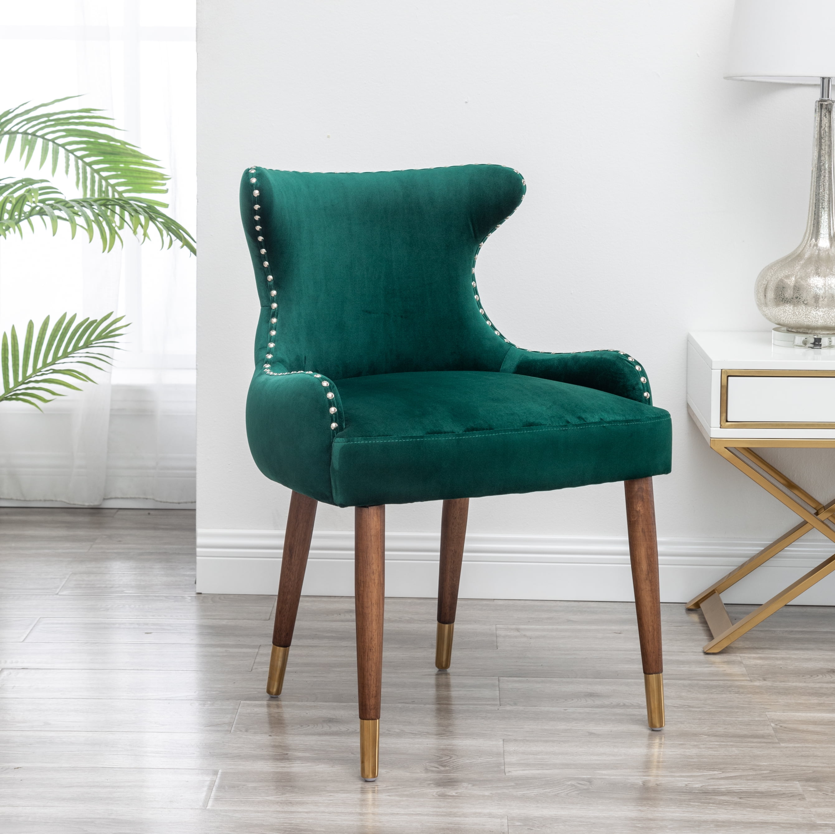 Lindale Contemporary Velvet Upholstered Nailhead Trim Accent Chair