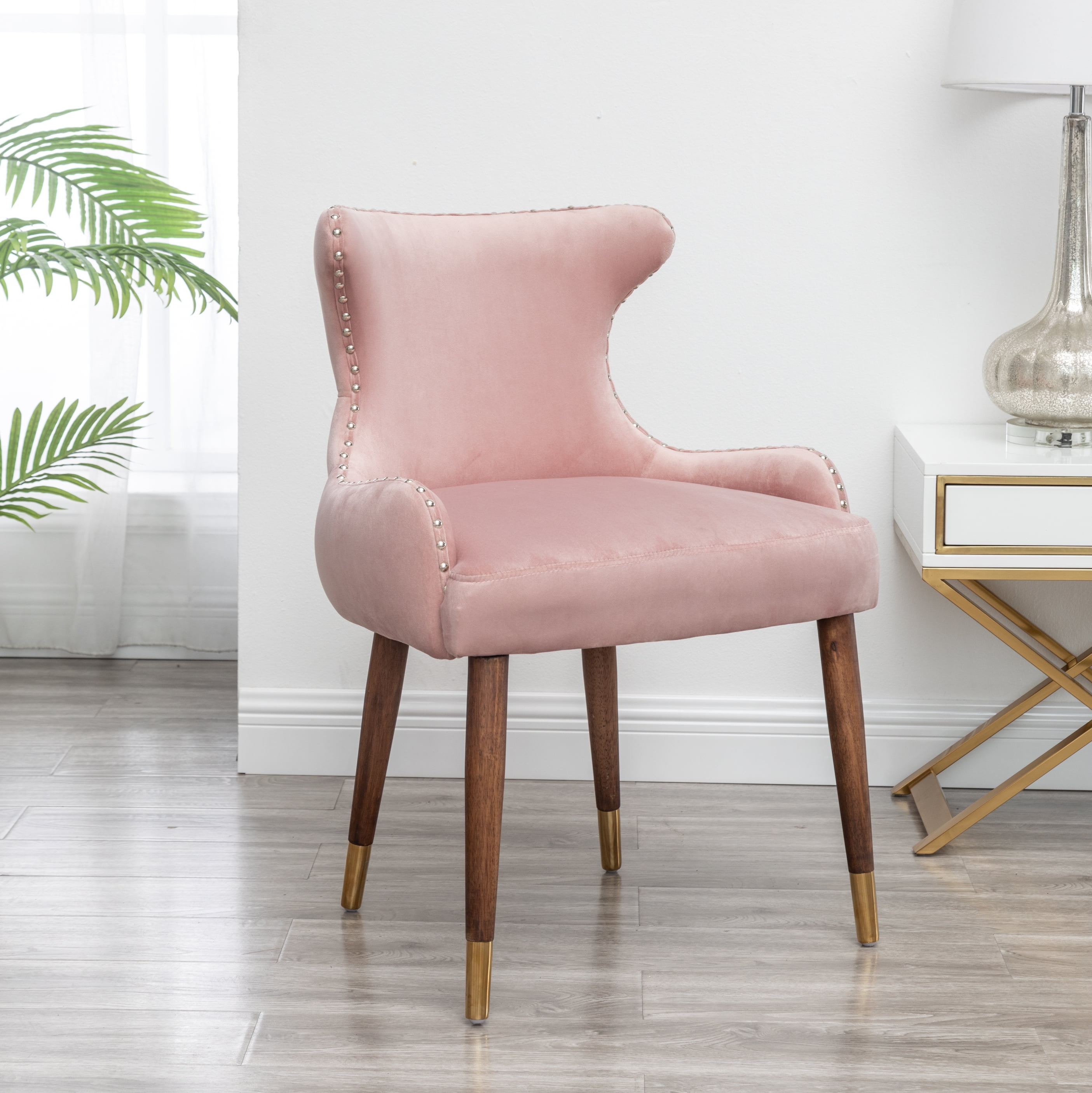 Lindale Contemporary Velvet Upholstered Nailhead Trim Accent Chair