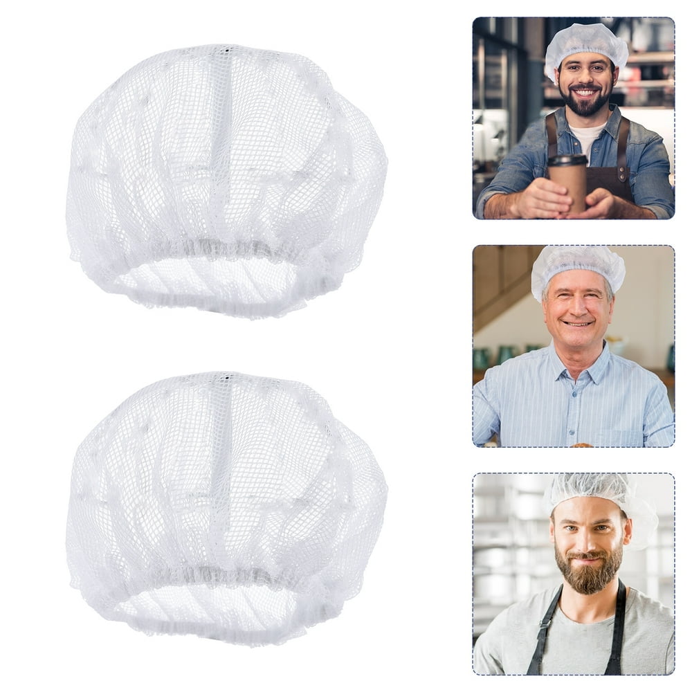Lindbes 10 White Mesh Chef Hats Adjustable Hair Nets for Kitchen ...