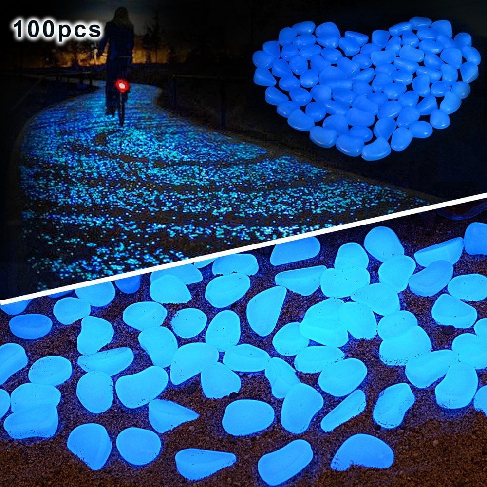 Lindbes 100pcs Solar Glow Rocks Outdoor Decor Luminous Cobblestones ...